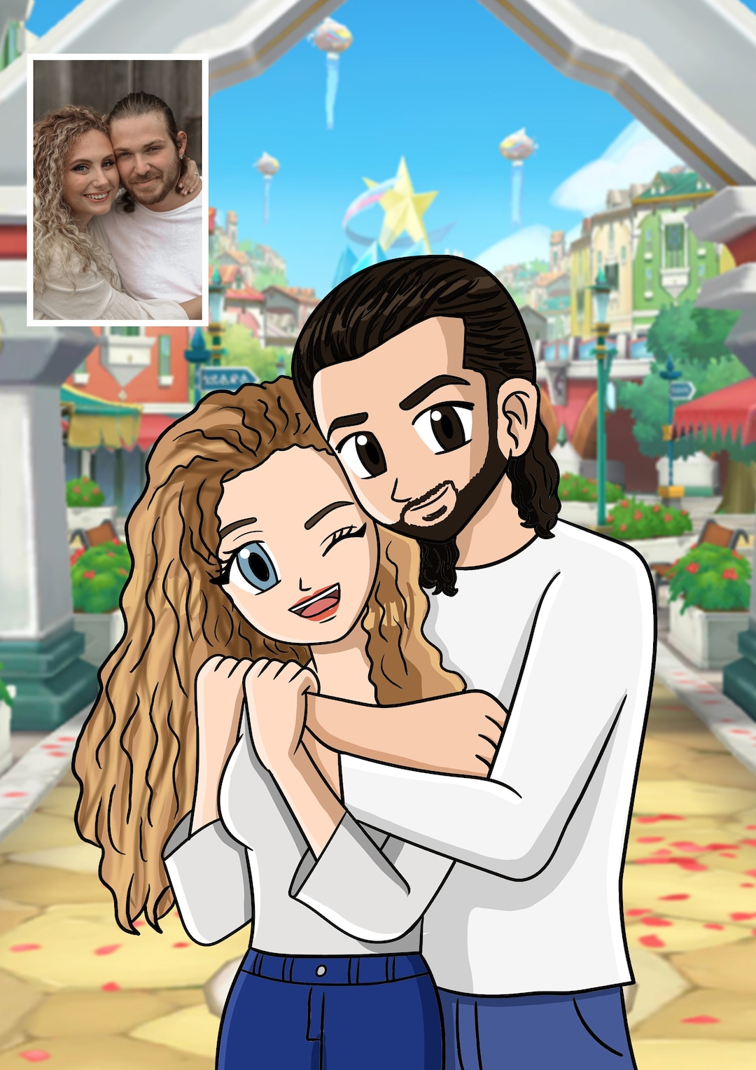 Custom Cartoon Portrait, Cartoon Style, Couple Portrait, Gift for ...