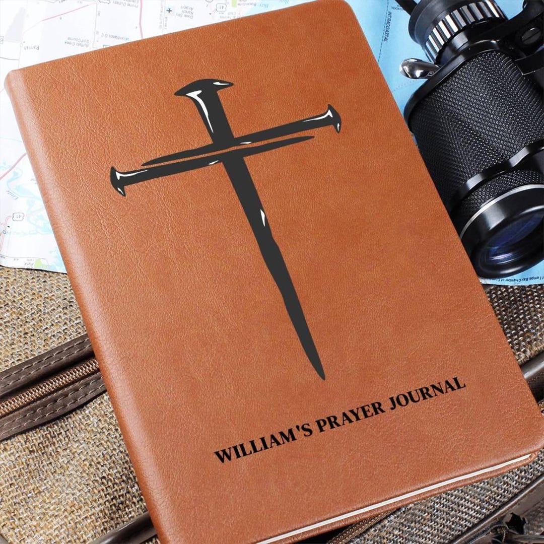 Personalized Prayer Journal With Cross, Custom Name Leather Notebook ...