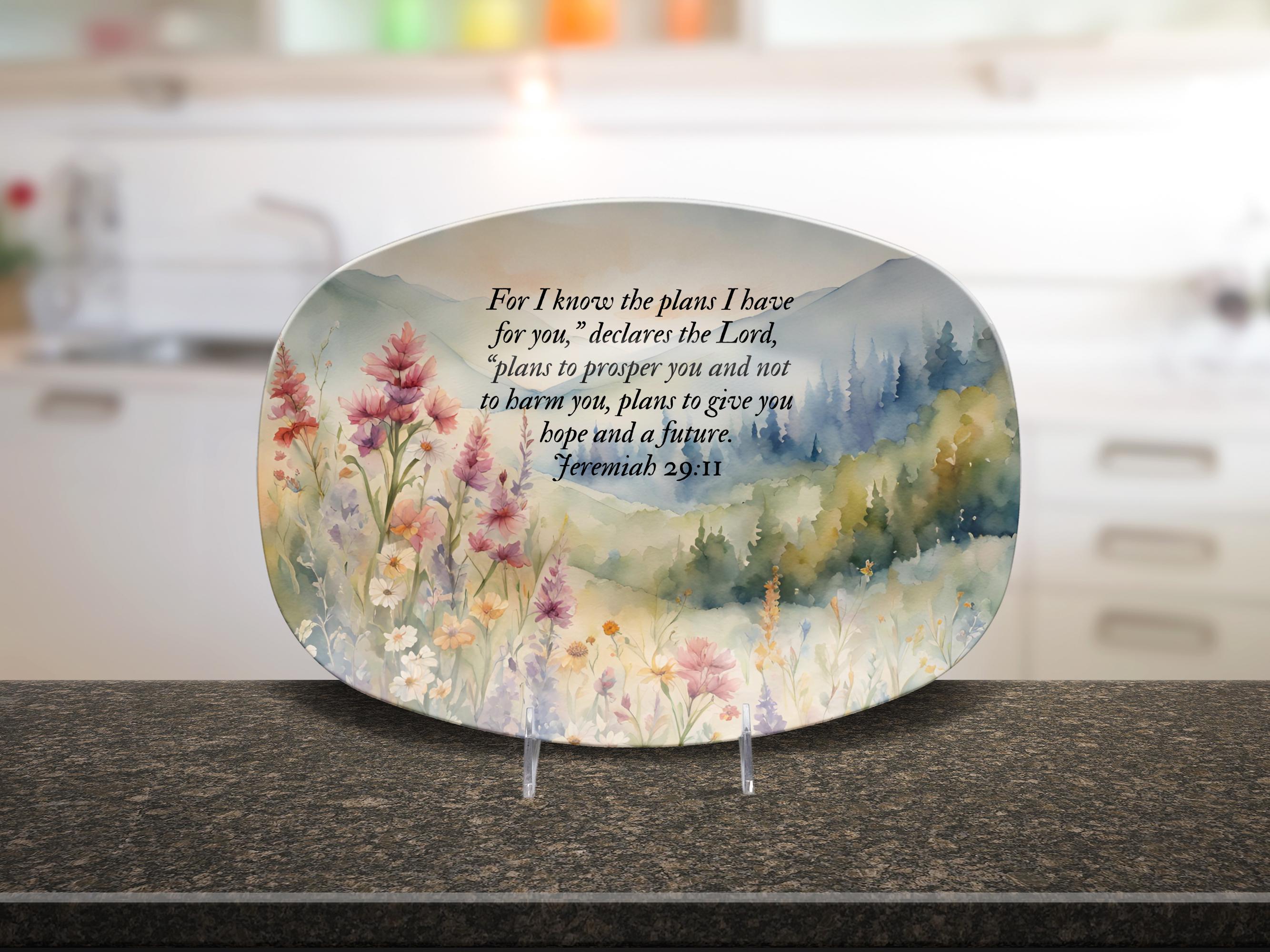 Personalized Platter With Bible Verse Christian Gift Wildflower Art ...