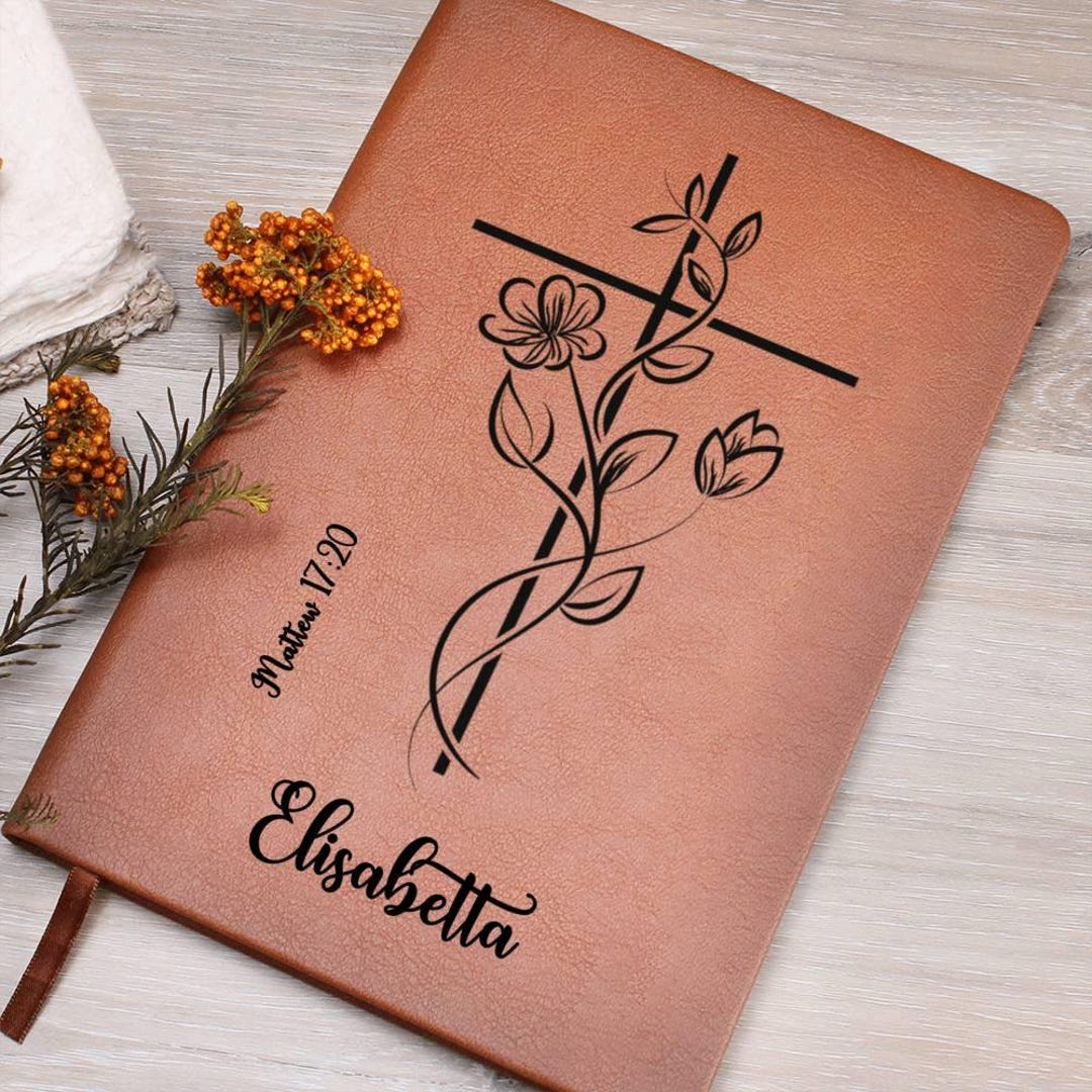 Personalized Flower Cross Prayer Journal, Custom Name and Bible Verse ...