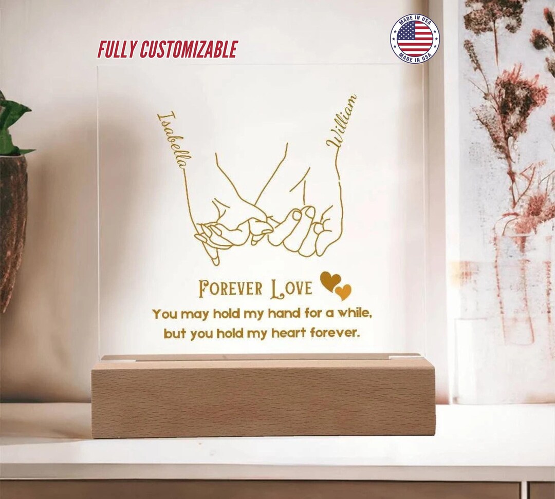 Custom Couple Hand Holding Line Art Acrylic Plaque, Couple Anniversary ...