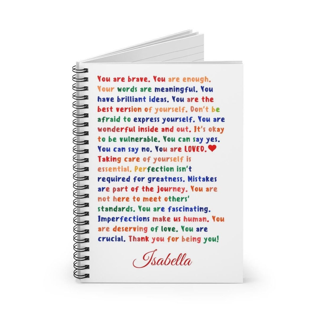 Personalized Name Positive Affirmation Notebook, Rainbow Color ...