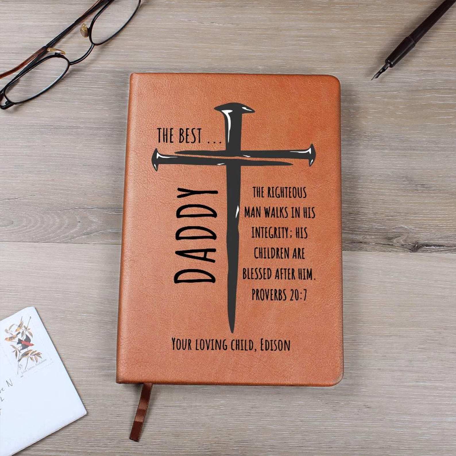Personalized Dad Prayer Journal, Custom Bible Verse Leather Journal ...