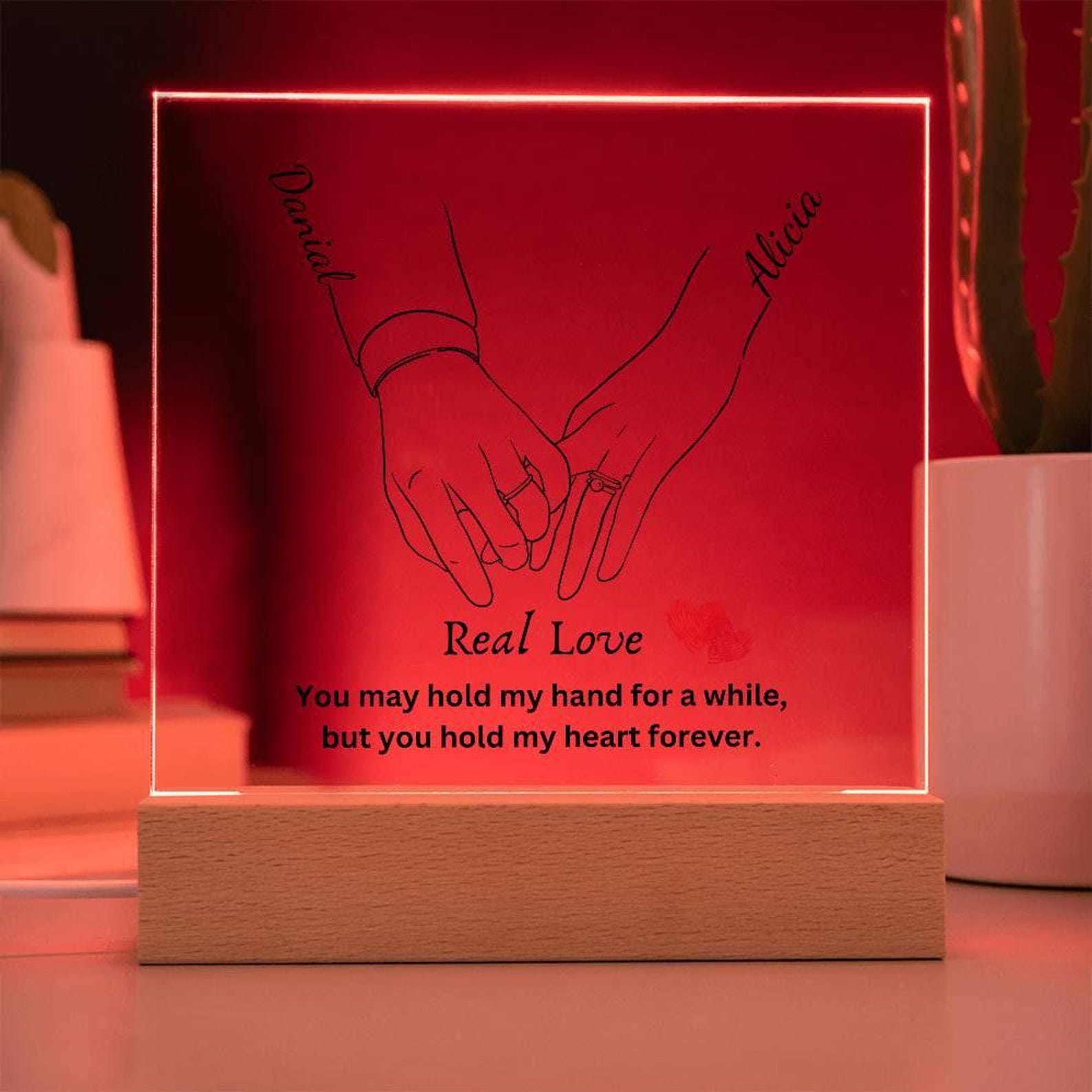Customized Hand Holding Line Art Wedding Gifts, Couple Acrylic Plaque ...