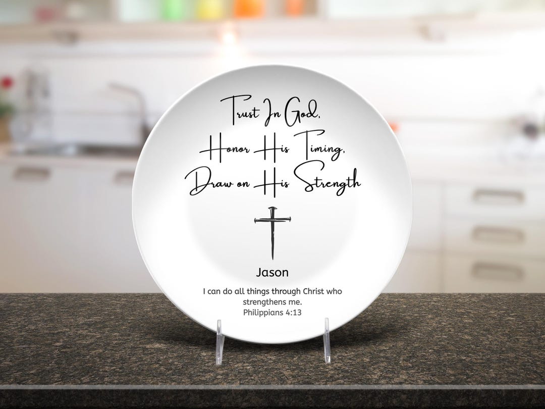Personalized Christian Plate, Platter or Bowl – Custom Name & Bible ...