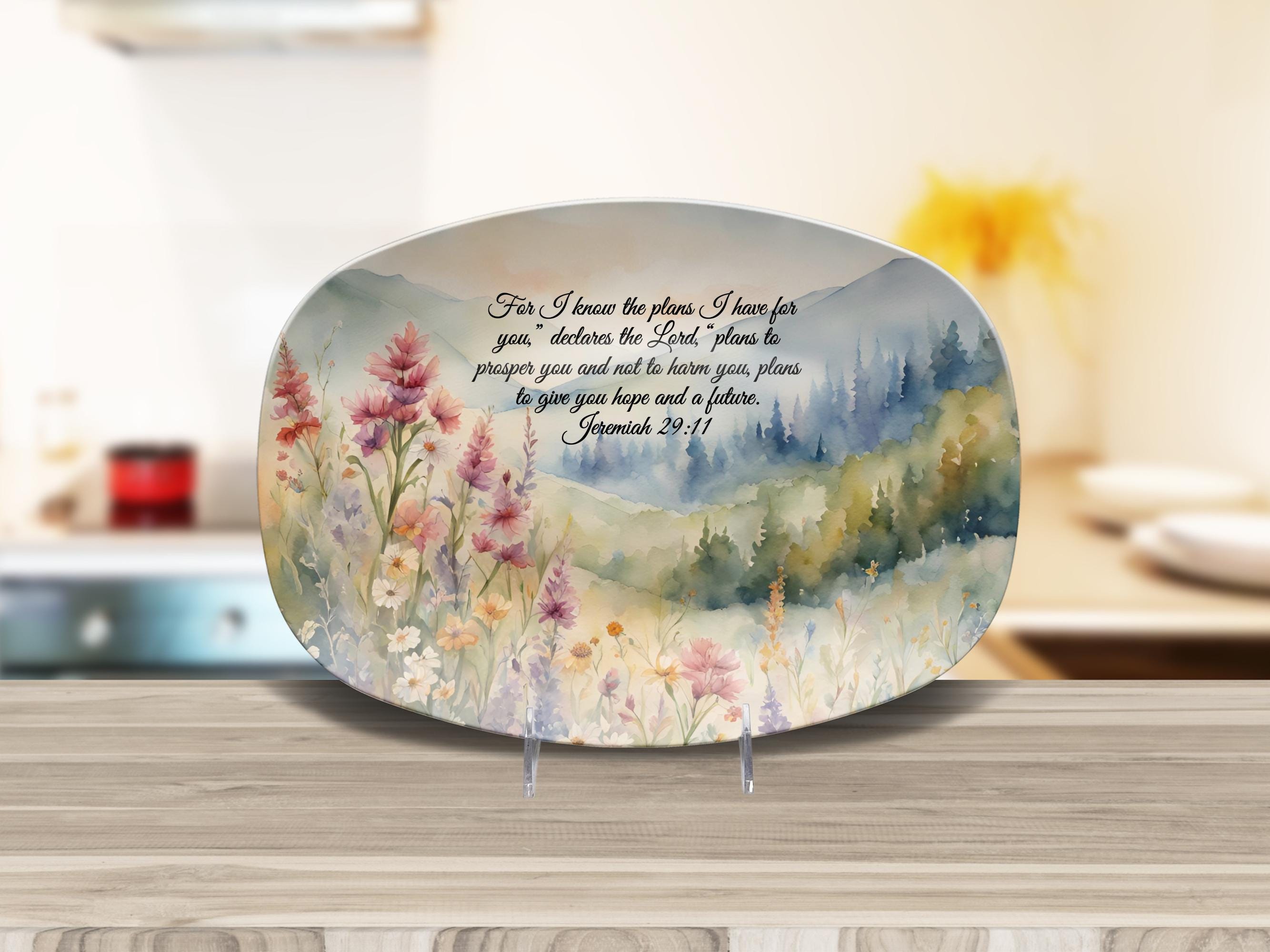 Personalized Platter With Bible Verse Christian Gift Wildflower Art ...
