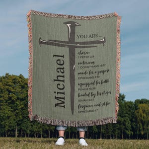 Personalized Woven Blanket With Cross Custom Name Throw Blanket ...