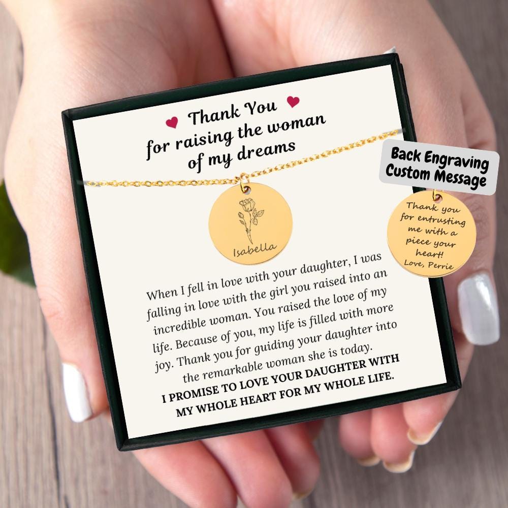 Mother of the Bride Birth Flower Necklace From Groom, Personalized ...