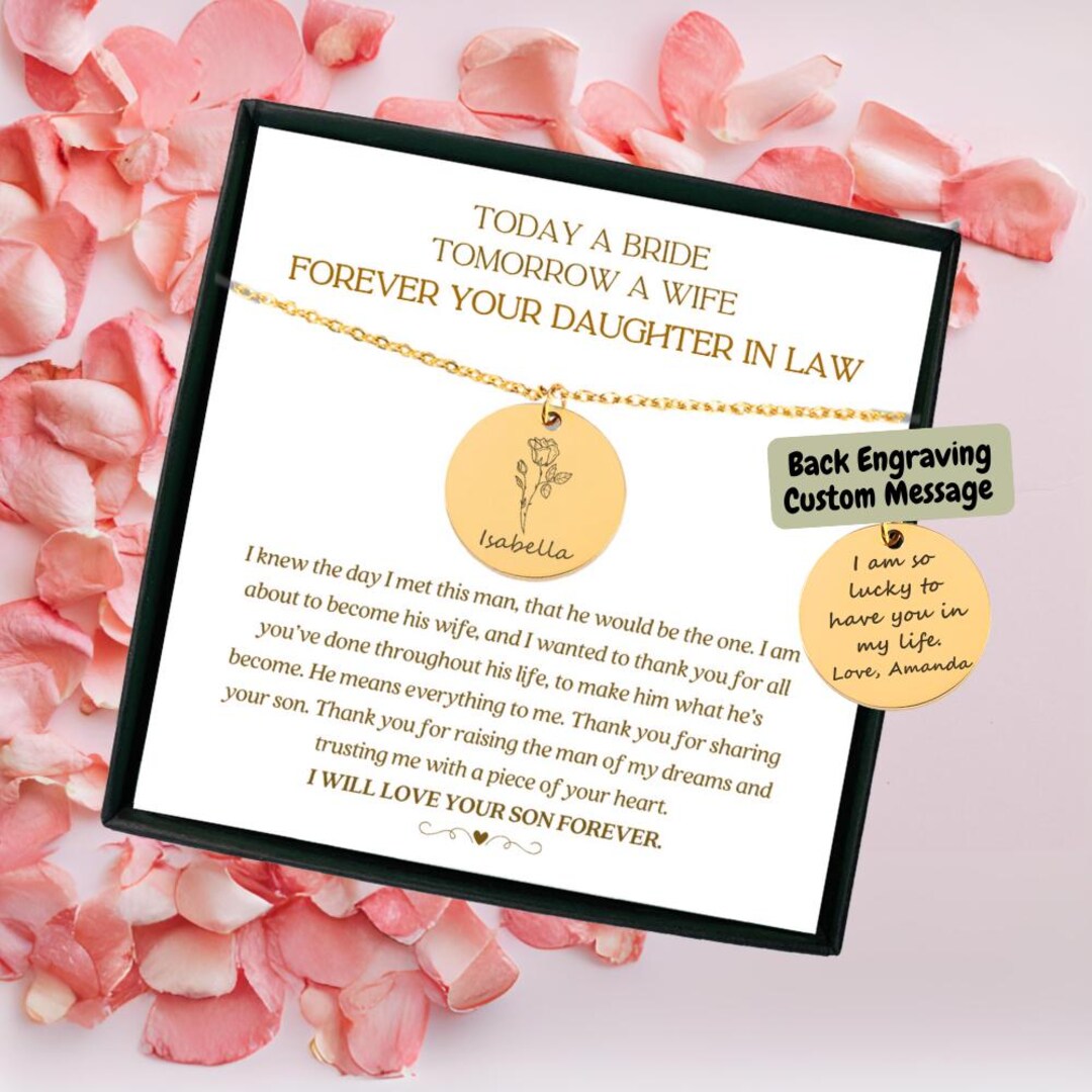 Personalized Mother of the Groom Necklace From Bride, Custom Birth ...