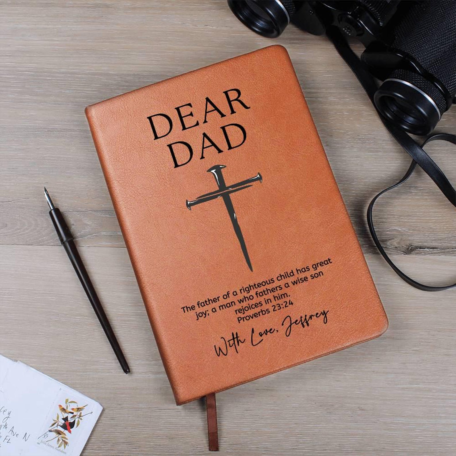 Dear Dad Leather Journal, Personalized Prayer Journal With Cross ...