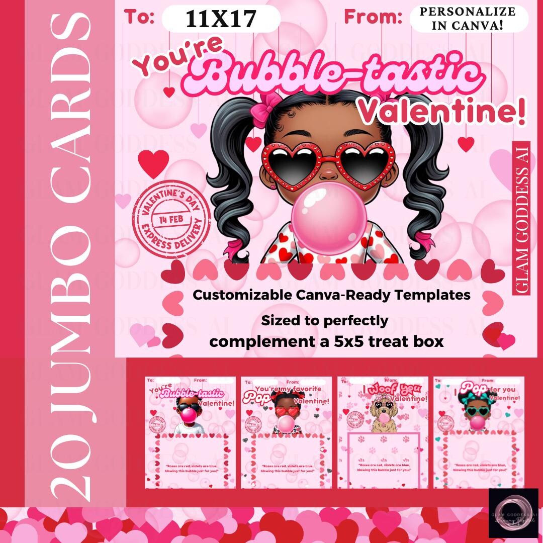 Blowing Big Bubbles Valentine’s Day Cards – 20 Jumbo Treat Card Bundle ...