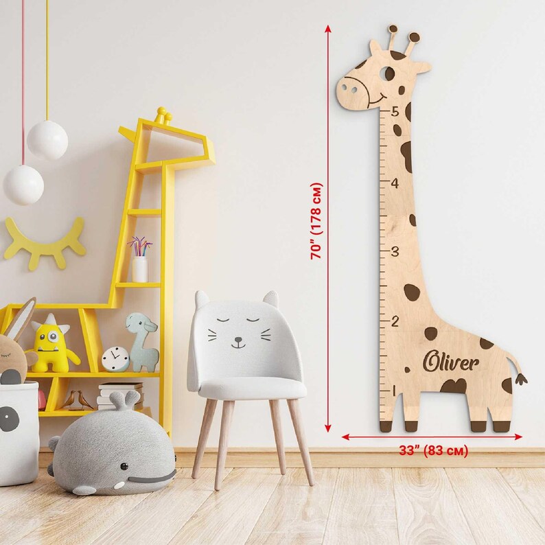 Giraffe Growth Chart Personalized Growth Chart Wooden Nursery Decor ...