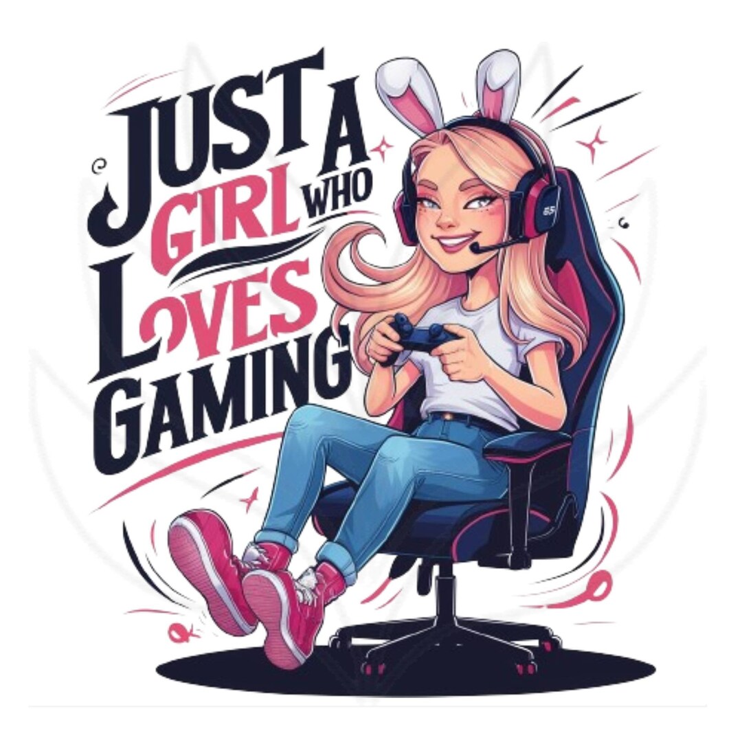 Girl Gaming Digital Art, Whimsical Gamer Girl Decor, Kids Video Game ...