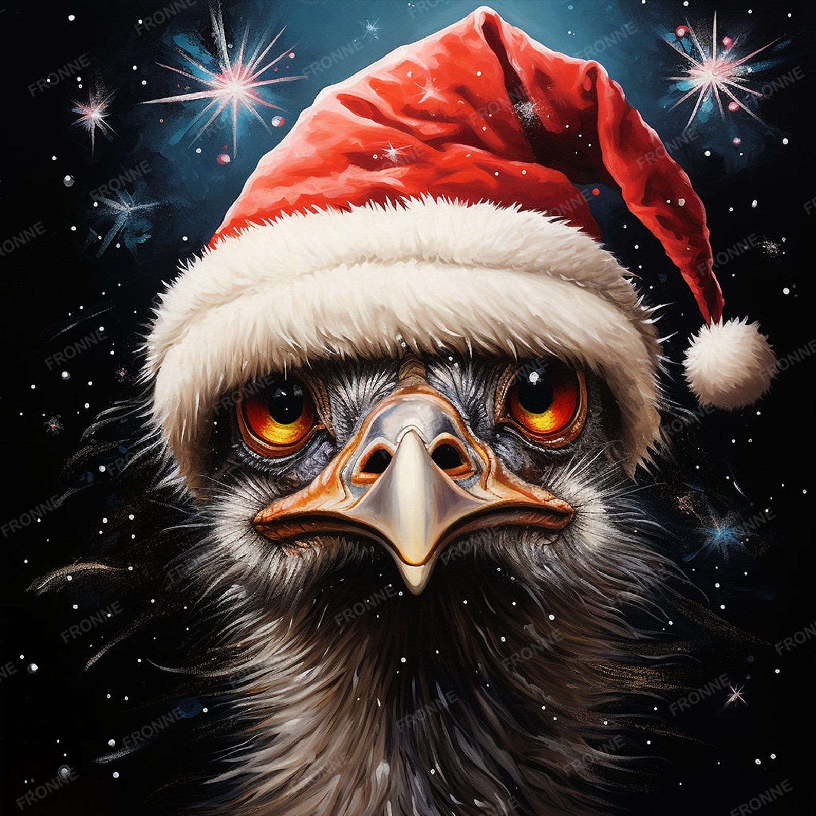 Merry Christmas Animals With a Red Santa Hat - Part 4 - Etsy