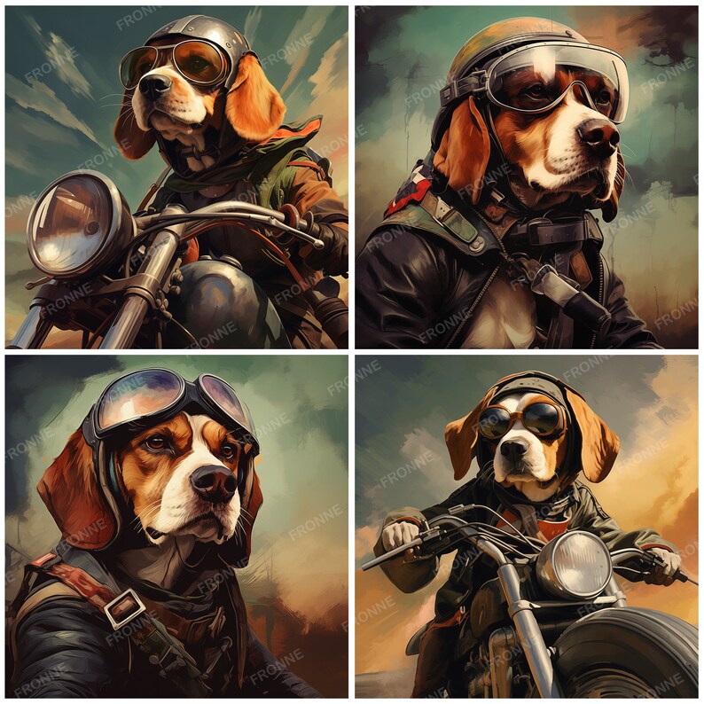 Brave Biker Beagles - 4 PNG Images - Resolution 4096 X 4096 Pixels 300 ...
