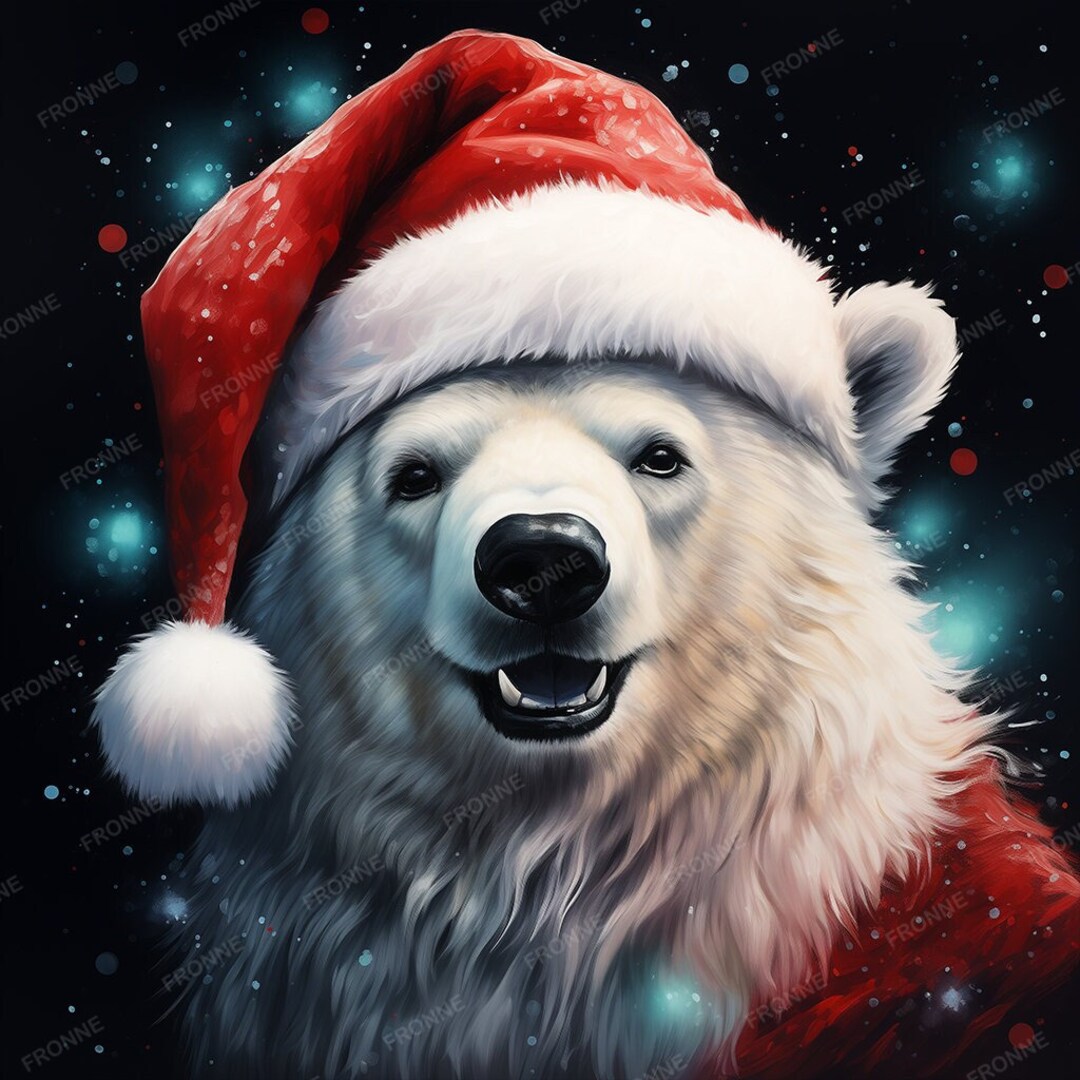 Merry Christmas Animals With a Red Santa Hat - Part 2 - Etsy