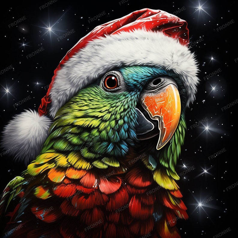 Merry Christmas Animals With a Red Santa Hat Part 4 - Etsy