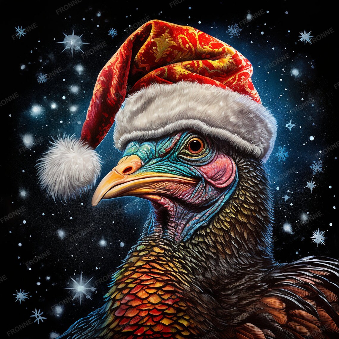 Merry Christmas Animals With a Red Santa Hat Part 4 - Etsy
