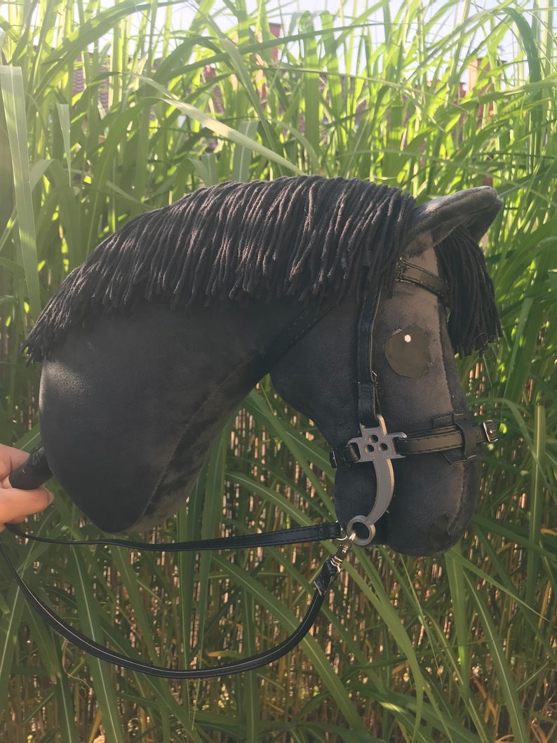 Hobby Horse Gray With Black Mane, With Bridle Stick, 100% Handmade ...