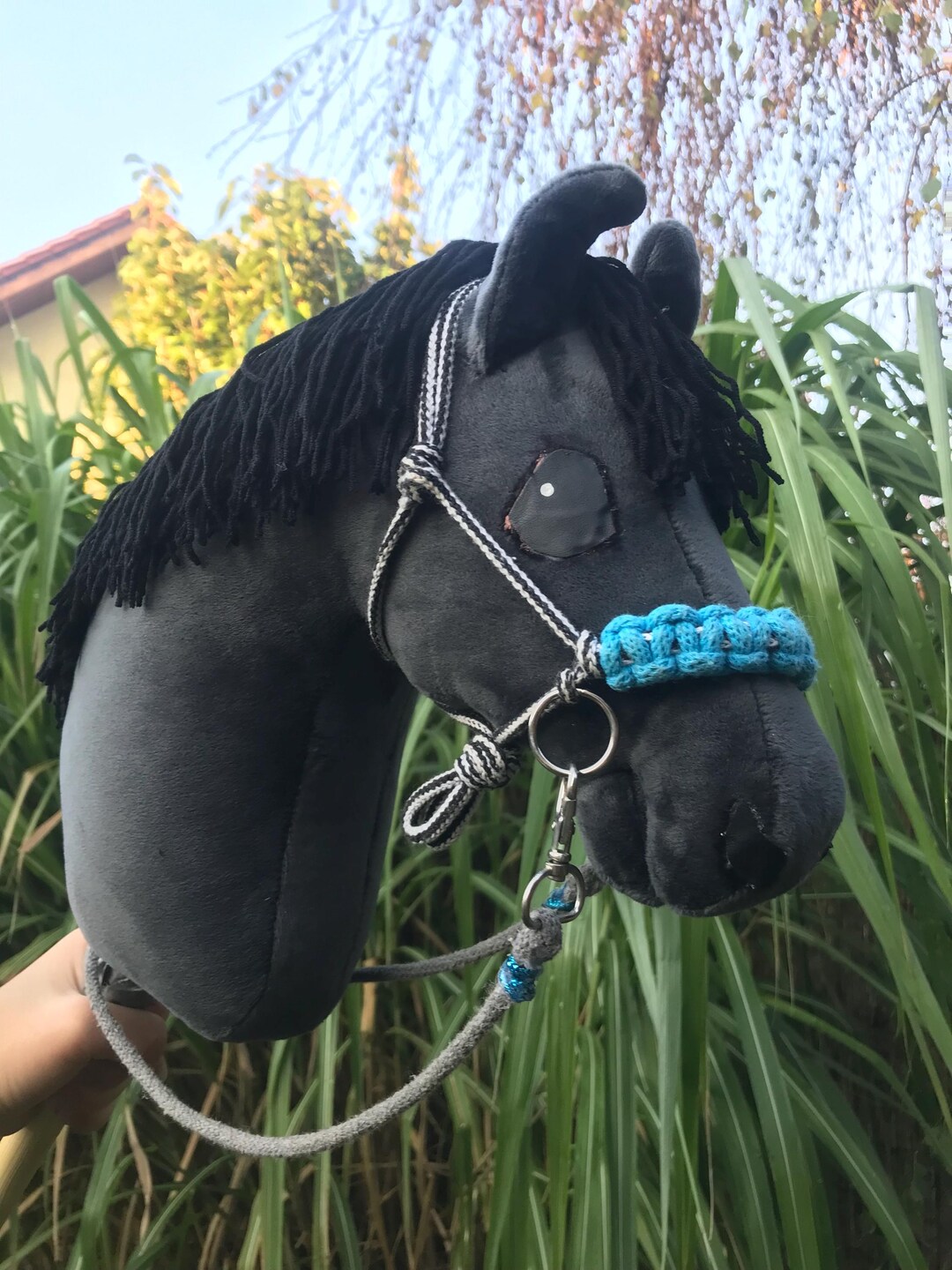 Hobby Horse Gray With Black Mane With Halter Stick, 100% Handmade ...