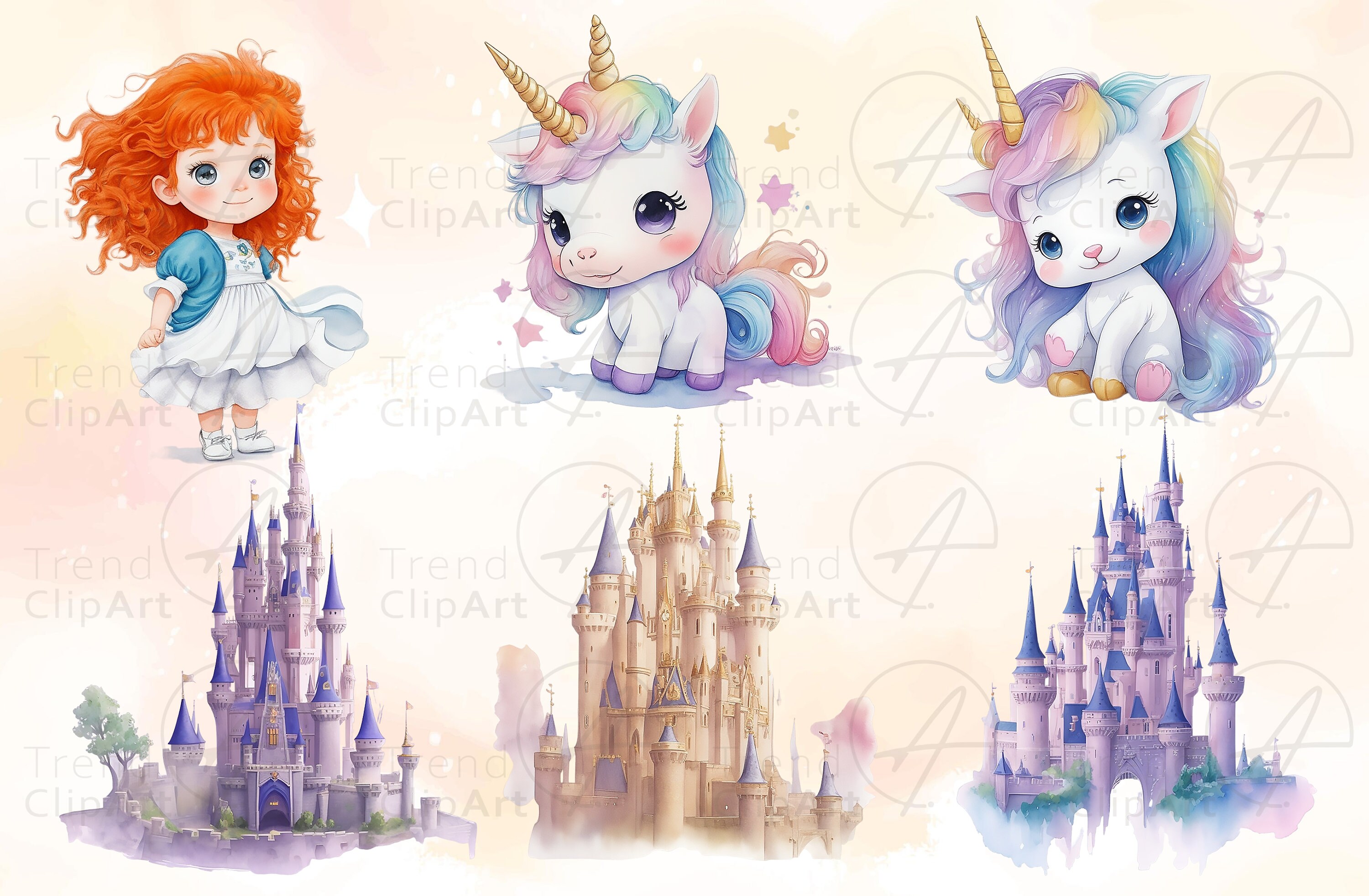 24 Watercolor Toddler Princess Clipart, Baby Princess Clipart, Princess ...