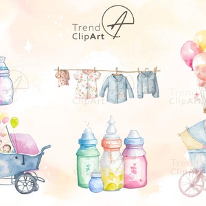 30 Watercolor Baby Shower Clipart Bundle, Baby Boy Girl Clipart, Baby ...