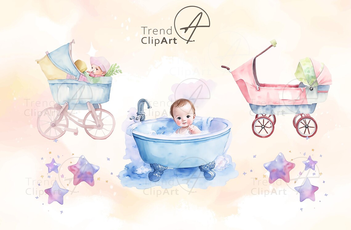 30 Watercolor Baby Shower Clipart Bundle, Baby Boy Girl Clipart, Baby ...