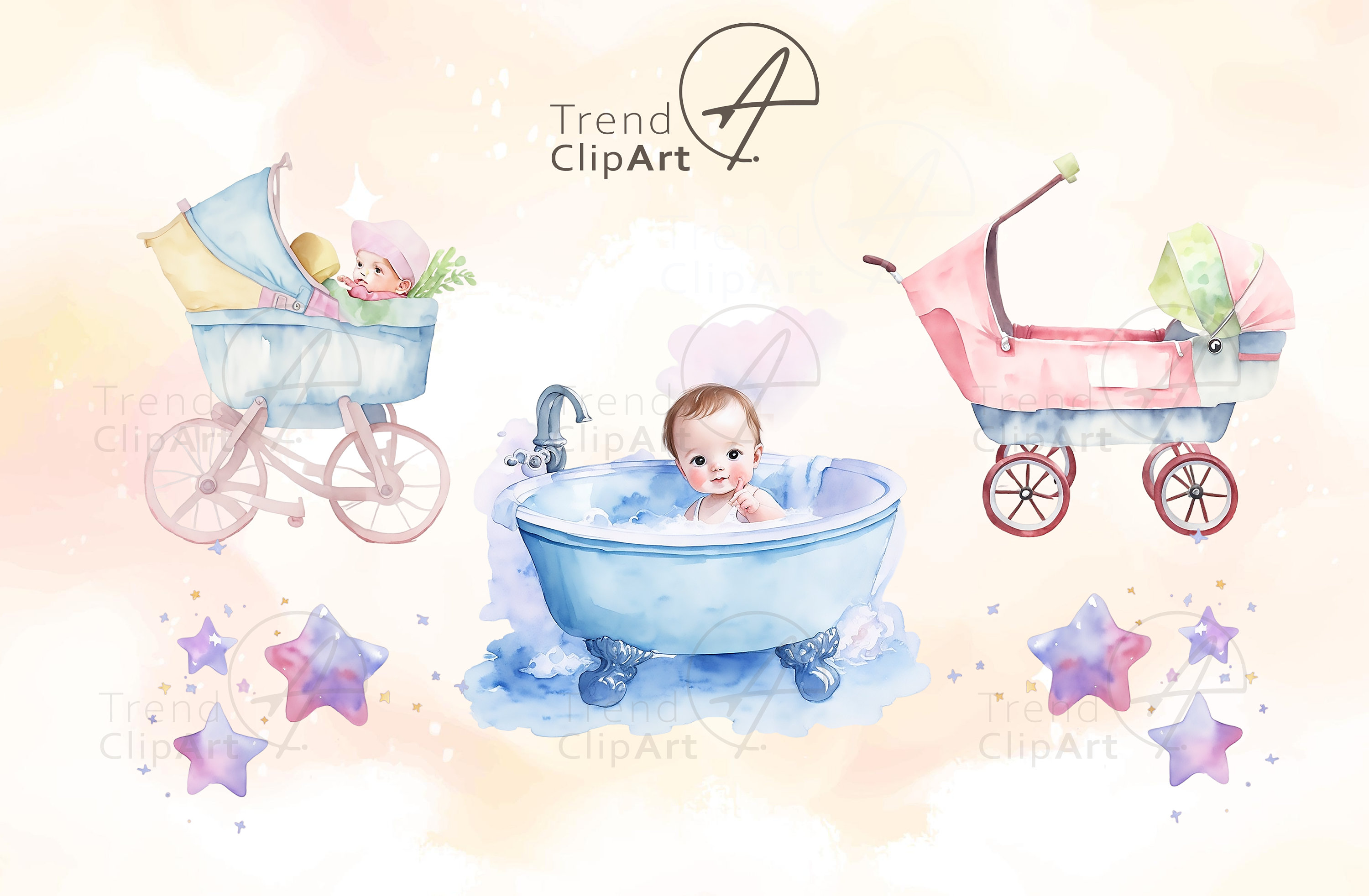 30 Watercolor Baby Shower Clipart Bundle, Baby Boy Girl Clipart, Baby ...