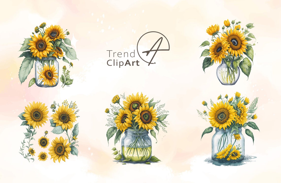 20 Watercolor Sunflowers Clipart Bundle Sunflower Floral - Etsy