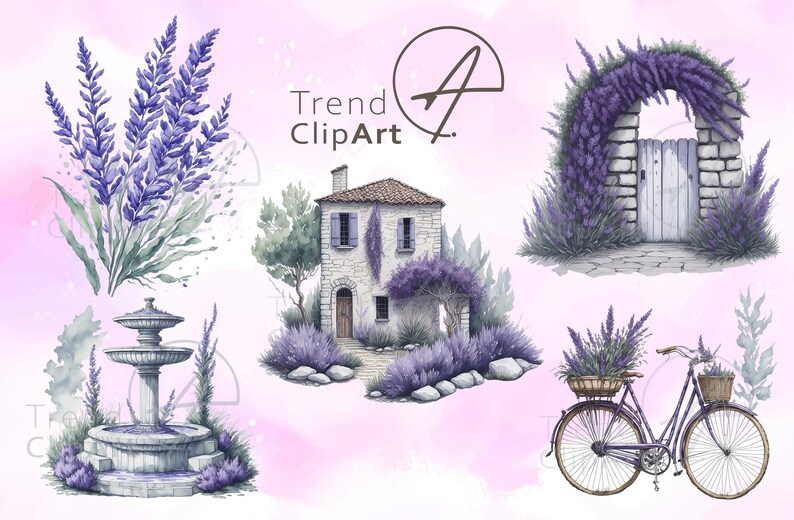 20 Watercolor Lavender Clipart Bundle Floral Clipart Purple - Etsy