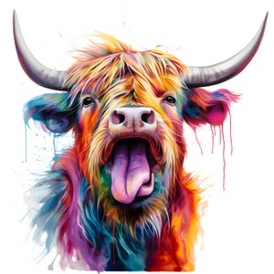 Colorful Highland Cow Digital Wall Art Bundle - Set of 3 - Printable ...