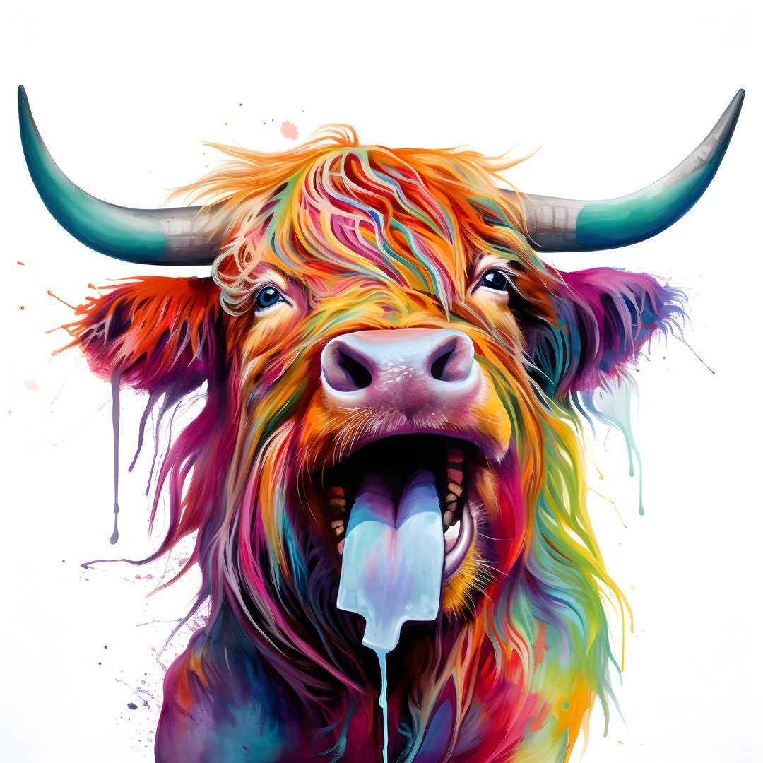 Colorful Highland Cow Digital Wall Art Bundle - Set of 3 - Printable ...