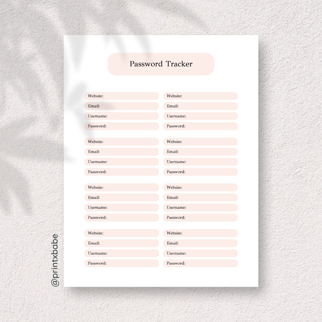 Cute Password Tracker Printable - Etsy
