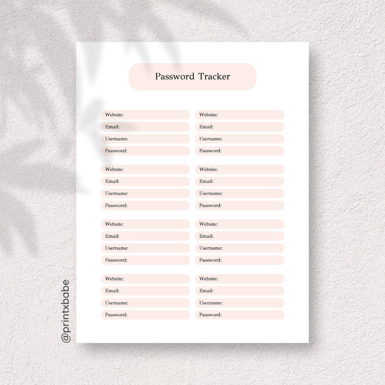 Cute Password Tracker Printable - Etsy