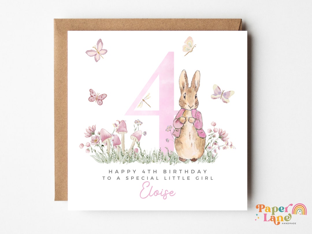 4th Birthday Peter Rabbit Flopsy Bunny Birthday Card 1st 2nd 3rd Bday ...
