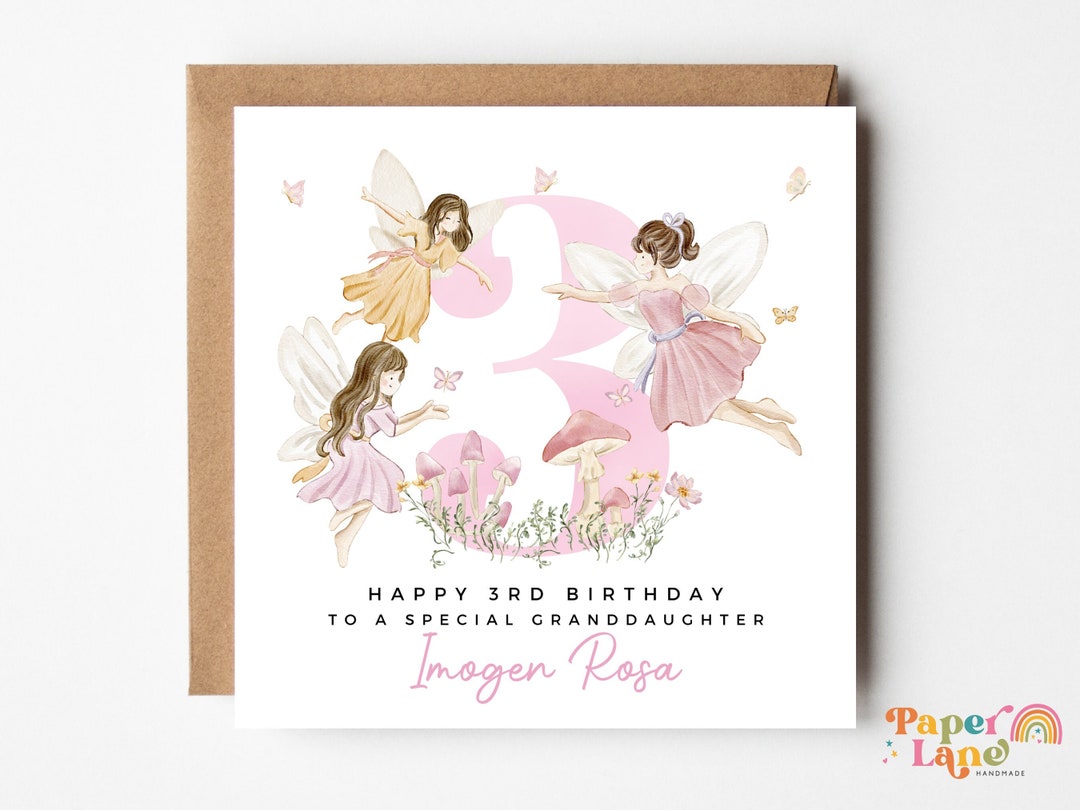 ANY AGE Fairy Magical Birthday Card Girly Pink Fairies Any Age 1st 2nd ...
