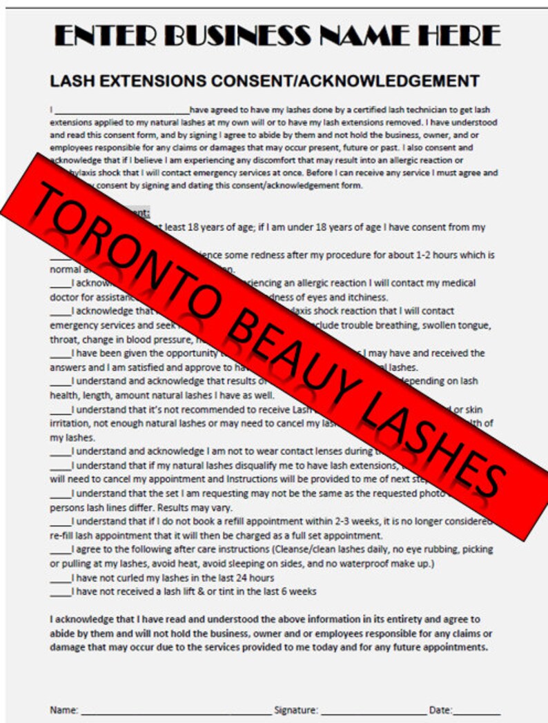 Lashes Intake Form With Consent - Etsy