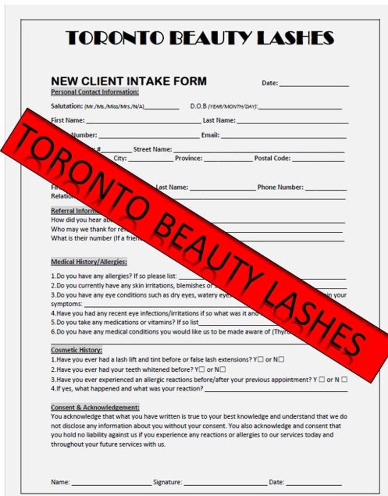 Lashes Intake Form With Consent - Etsy