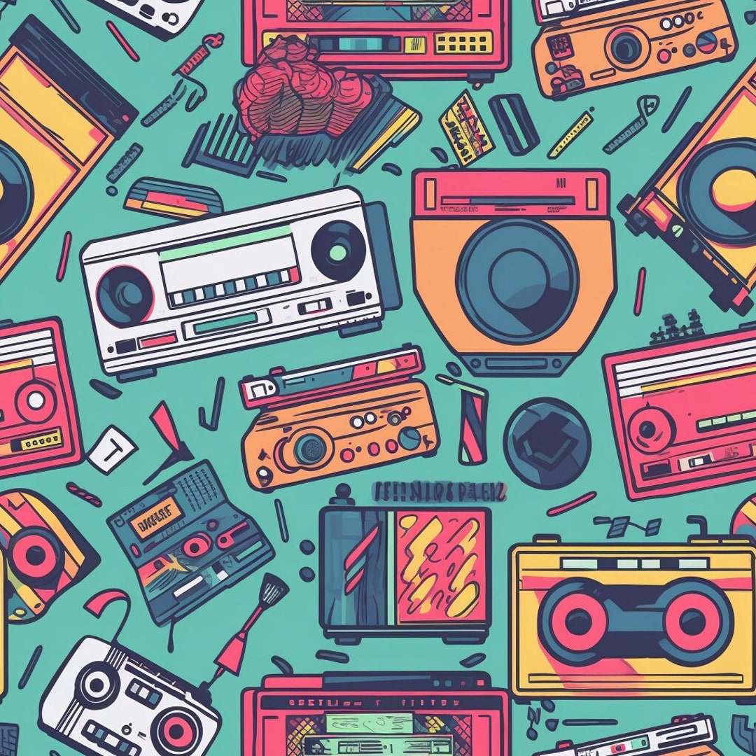 90s Retro Music Pattern - Digital Download - Etsy
