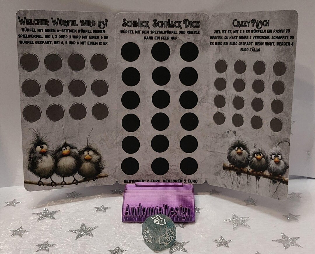 "crazy Dice" Folding Card for Dice Games / Scratch-off Challenge ...