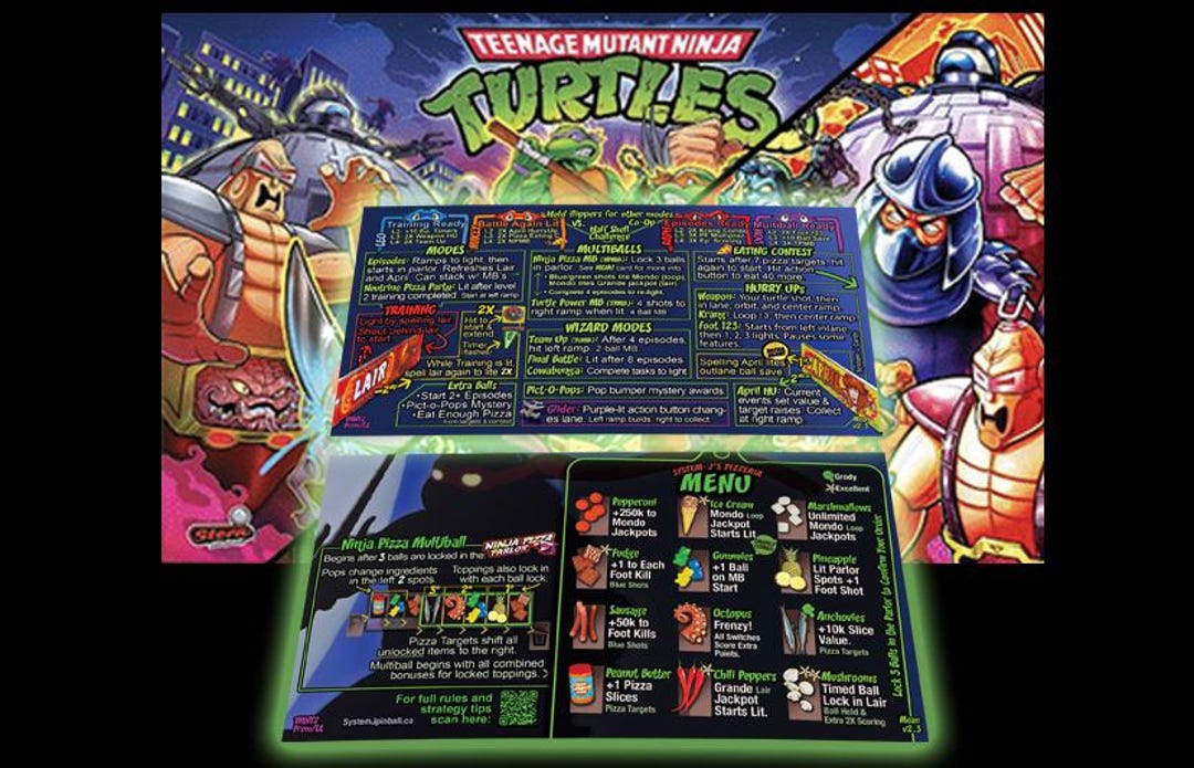 V2 Updated Rule Cards for Teenage Mutant Ninja Turtles (stern, TMNT ...