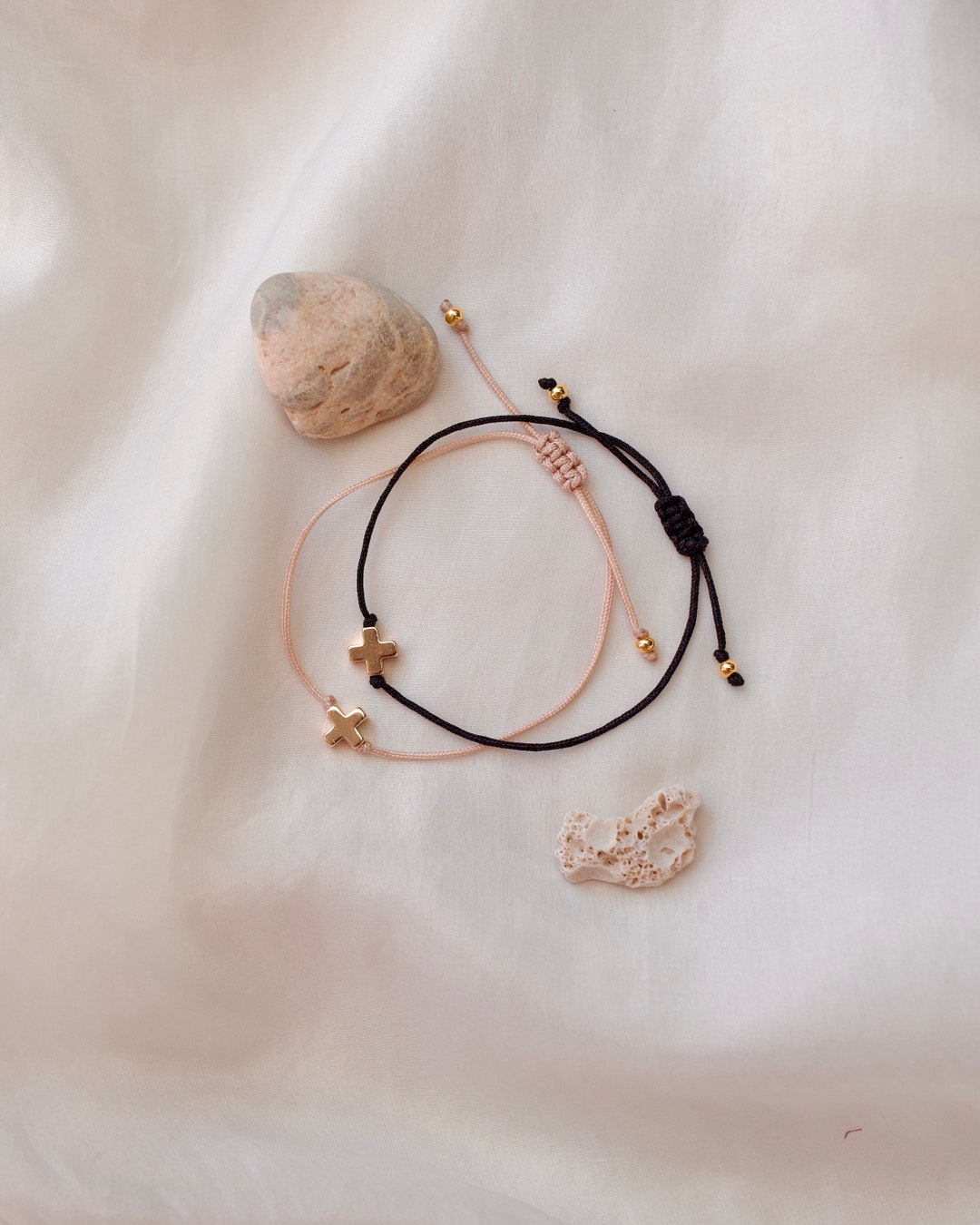 ELLA Bracelet Selah Cross Bead Made of Brass 18k Gold - Etsy