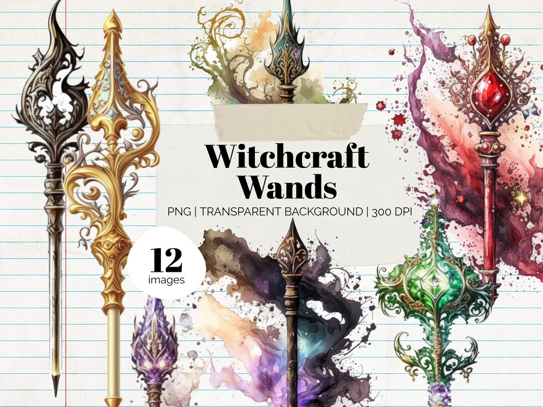 Fantasy Witch Wand Clipart Bundle With Transparent Background and ...
