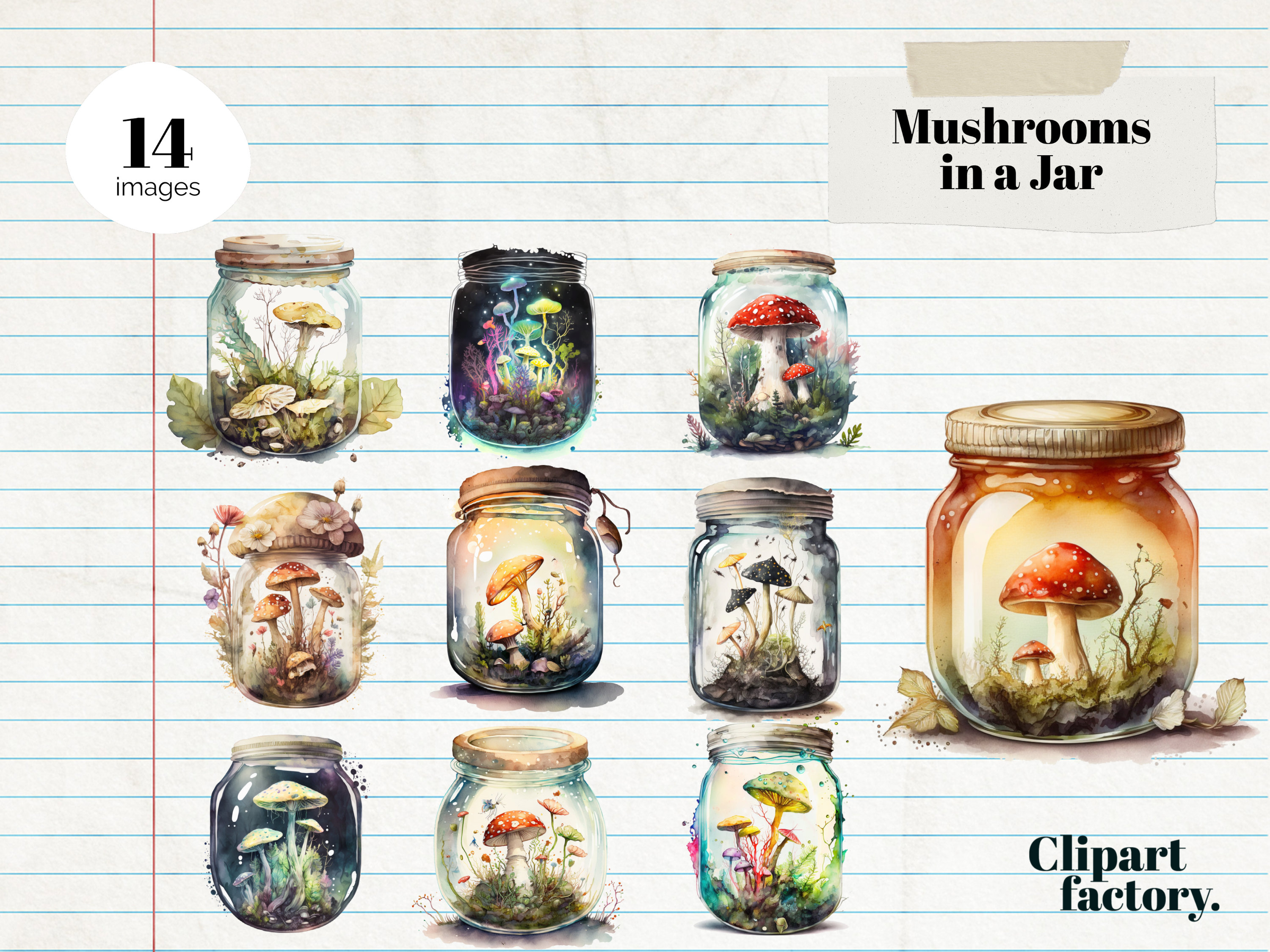 Fantasy Mushroom Bundle Clipart With Transparent Background and ...