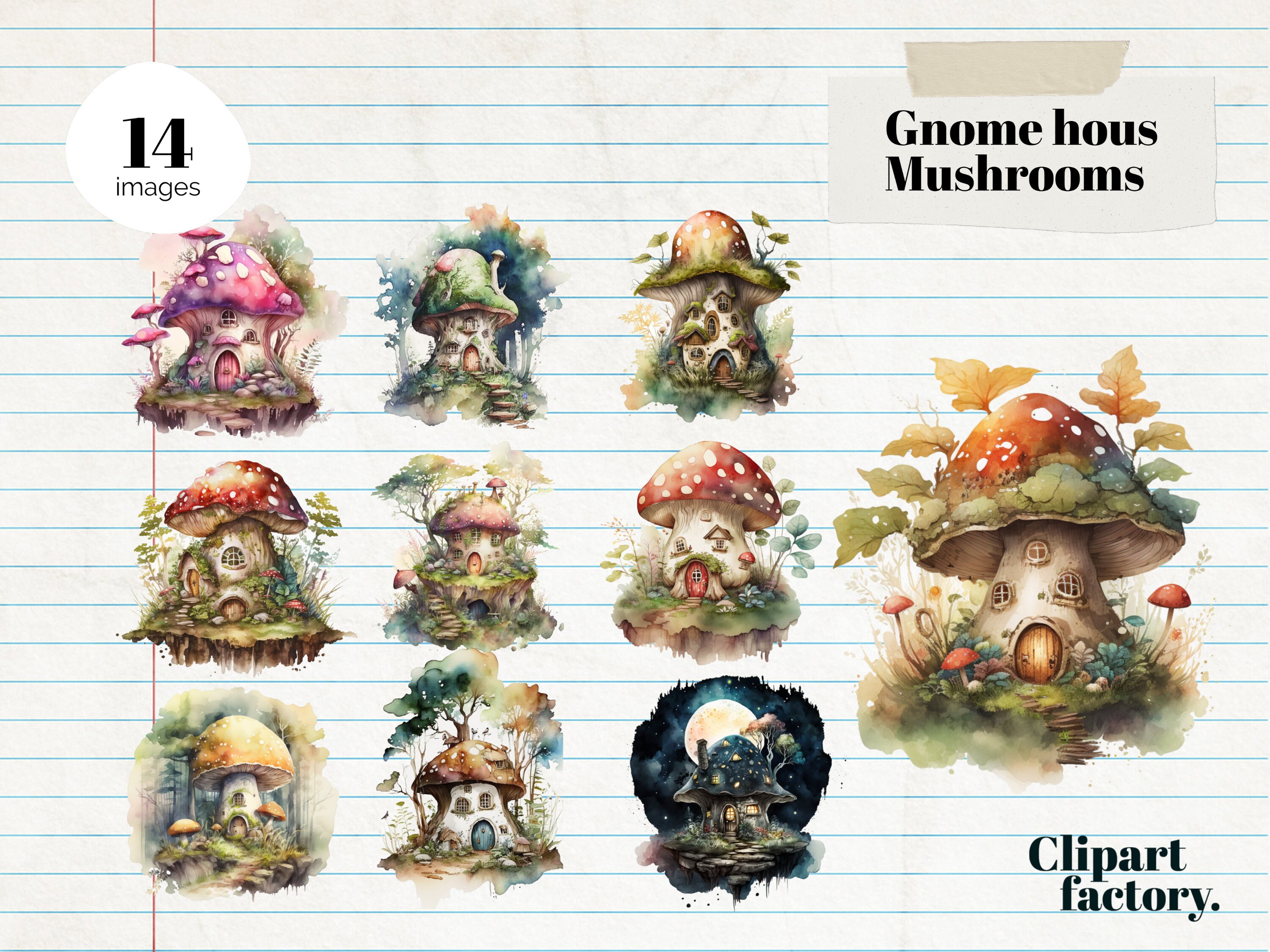 Fantasy Mushroom Bundle Clipart With Transparent Background and ...