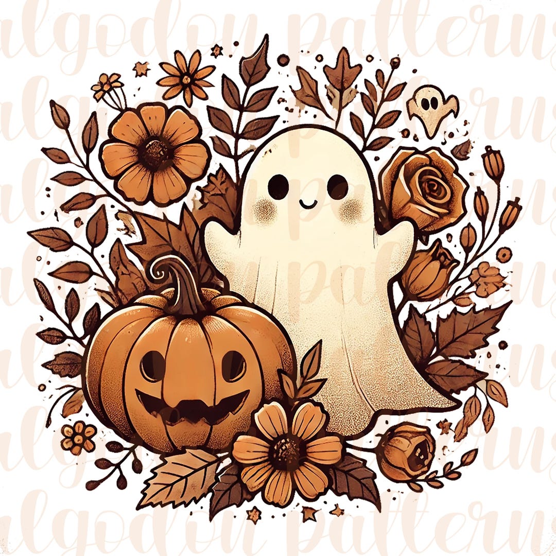 Halloween Ghost Pumpkin Clipart | PNG Graphic (digital Download - Etsy