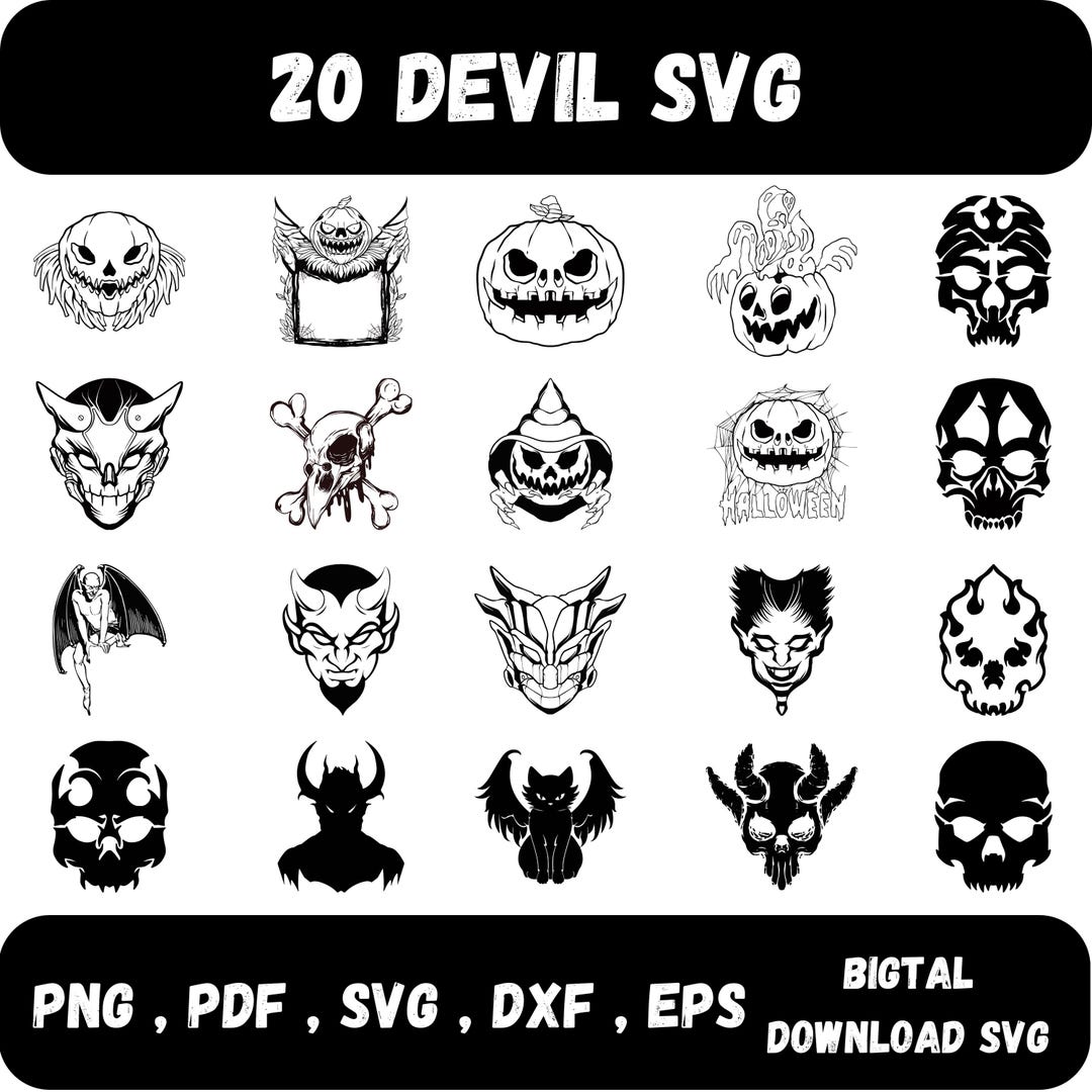 Devil Svg, Devil Clipart, Devil Face Svg, Scary Svg, Horror Svg, Devil ...