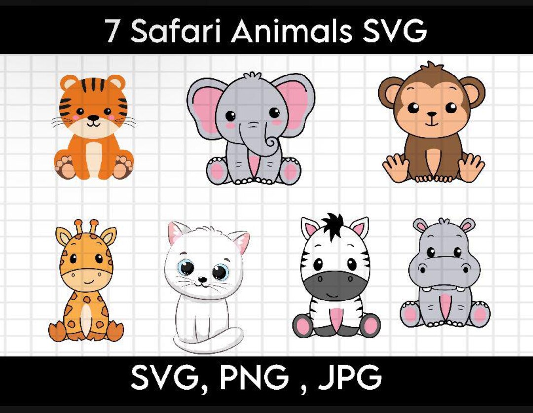 Safari Animals Layered SVG | Adorable African Jungle Animal Cut File ...