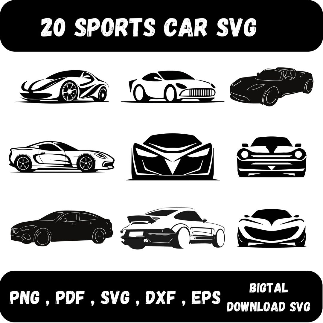 Sports Car SVG, Sports Car Silhouette, Luxury Car Svg, Racing Car Svg ...