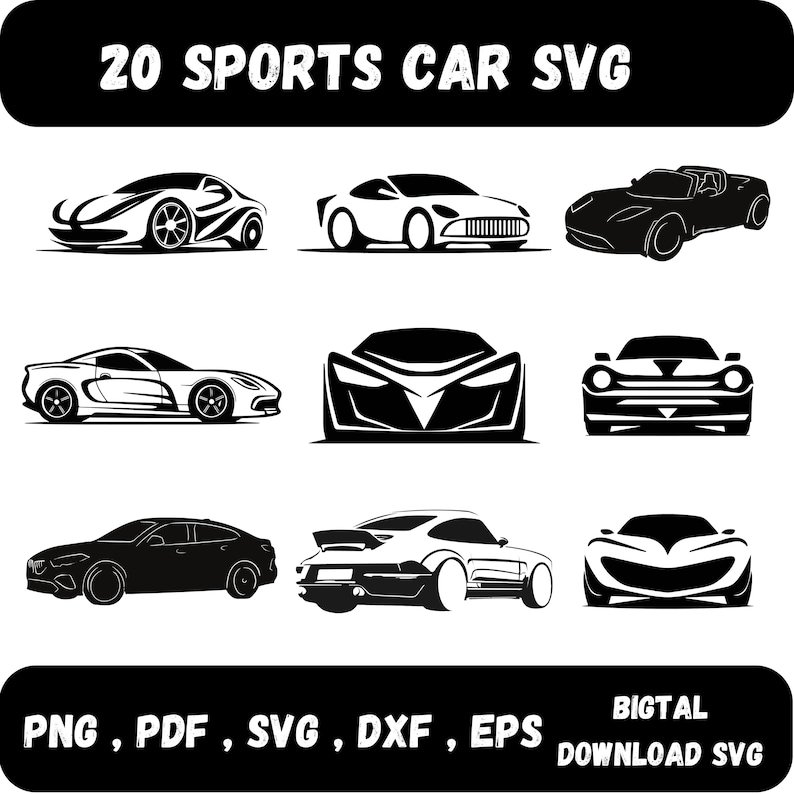 Sports Car SVG, Sports Car Silhouette, Luxury Car Svg, Racing Car Svg ...